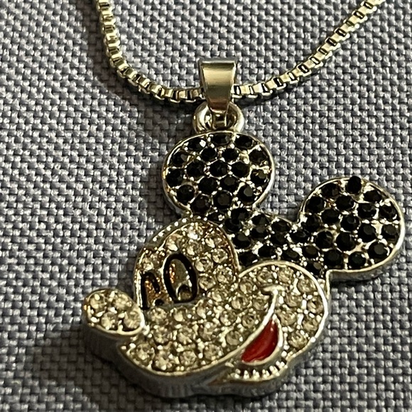 Jewelry | Mickey Mouse Crystal Necklace On 925 Chain | Poshmark
